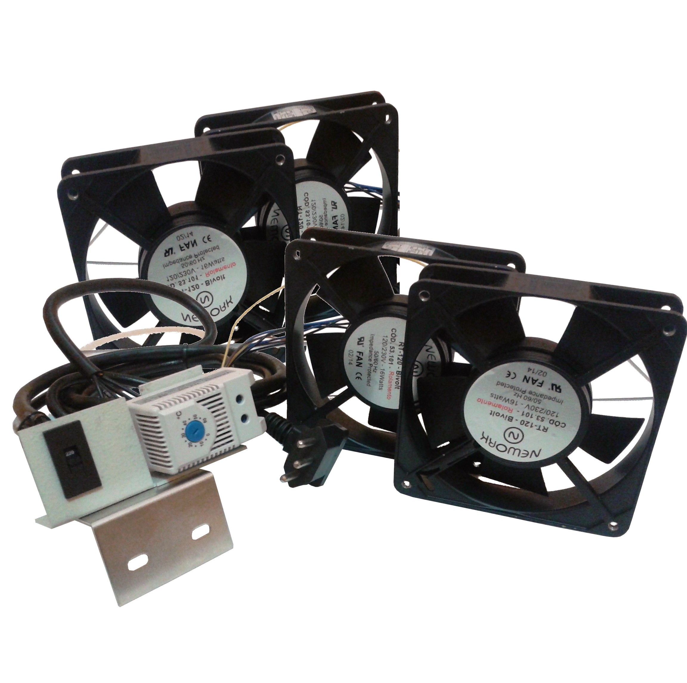 Kit de Ventiladores Bivolts CA Automático Termostato para rack telecom ...