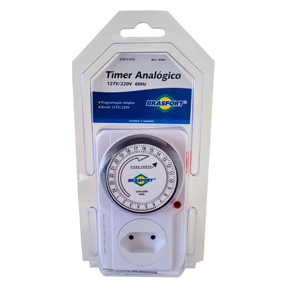 Timer Temporizador Programavel Analogico Bivolt Brasfort - Elétrica Rios