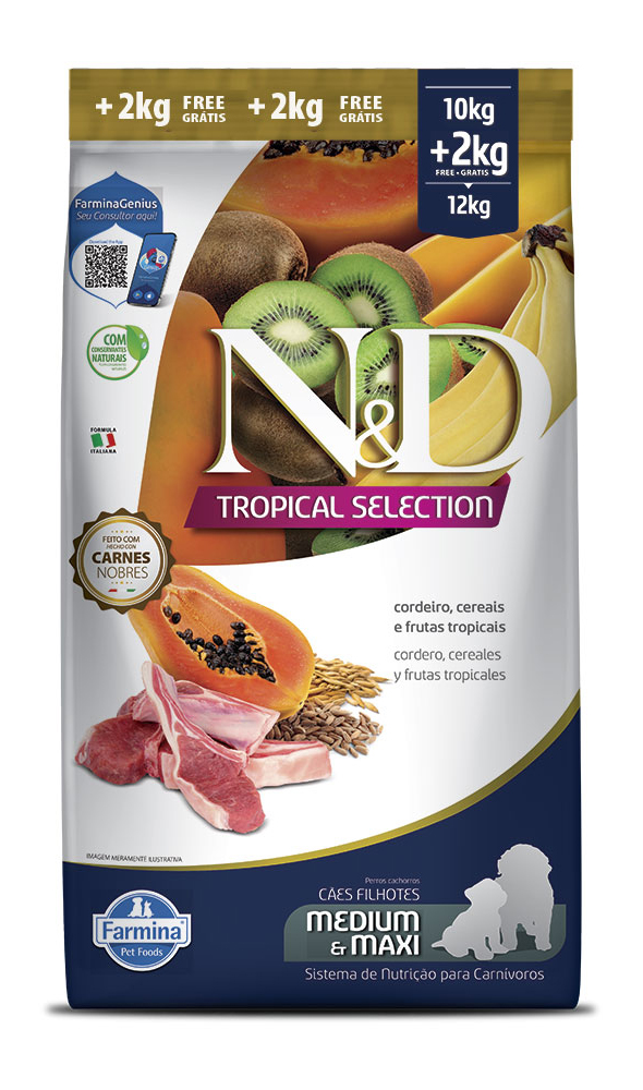 10 Kg Zak Hondenvoer N&D Tropical Hondenvoeding Lam Medium/maxi 10 Kg ...