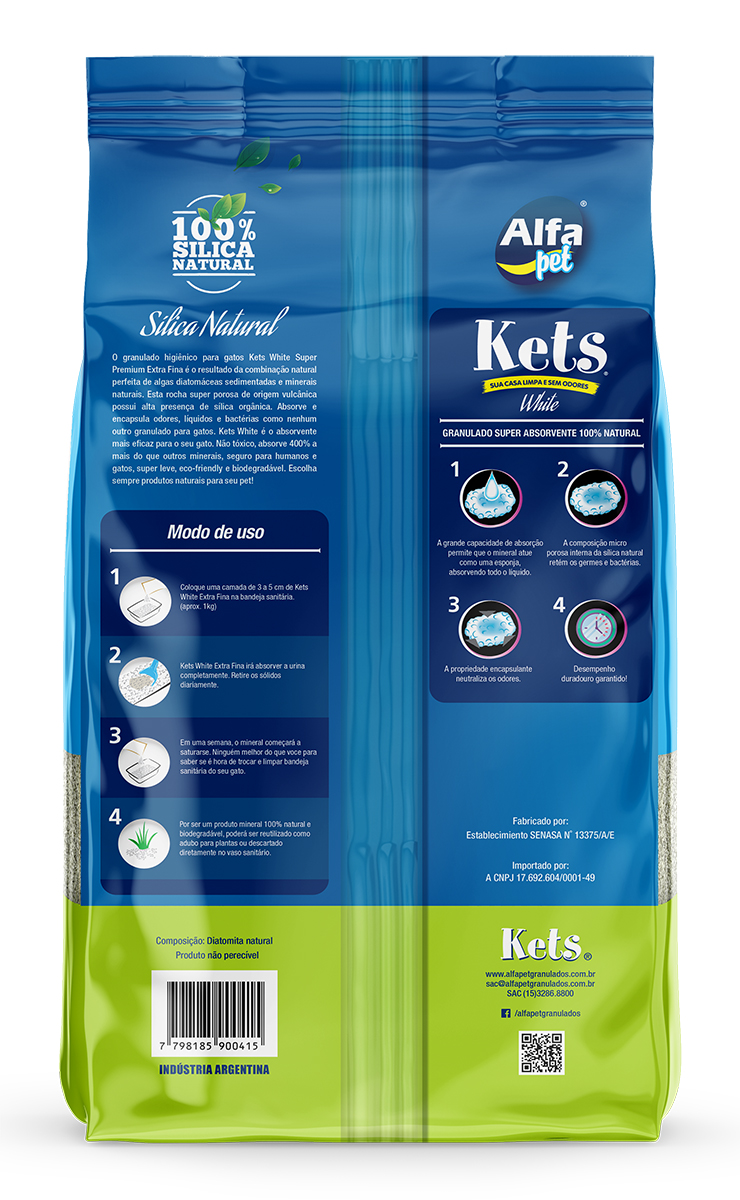 Alfa Pet Granulado Higiênico Kets White Sensitive Premium Para Gatos ...