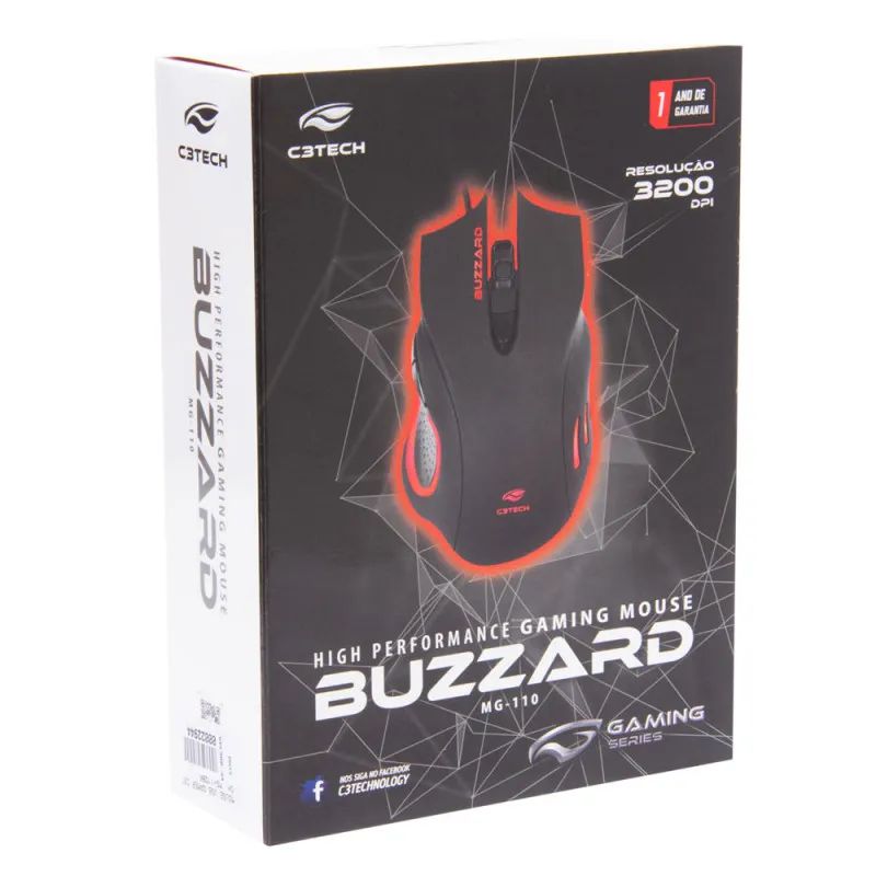 Mouse Gamer Buzzard 3200Dpi Led Com 6 Botões - C3 Tech MG-110BK - Blue ...