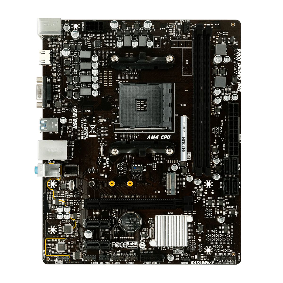 Placa Mãe Biostar AMD B450MH P/ Ryzen AM4 mATX DDR4 - BS Informática ...