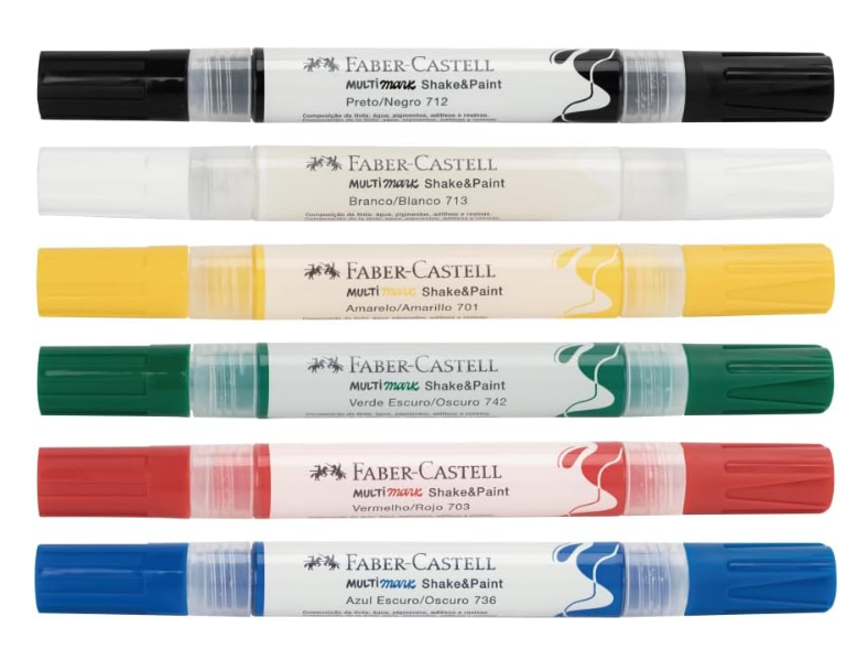 Marcadores MultiMark Multisuperfície Faber-Castell - 6 Cores Básicas ...