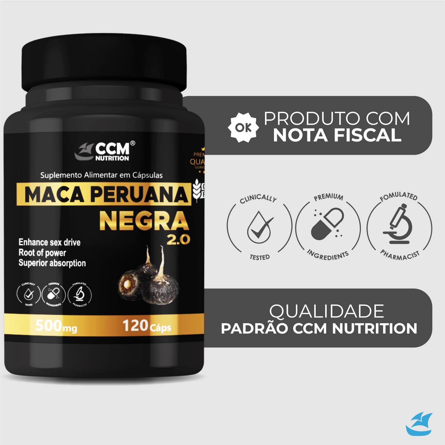 MACA PERUANA NEGRA 120 CAPS - CCM Nutrition