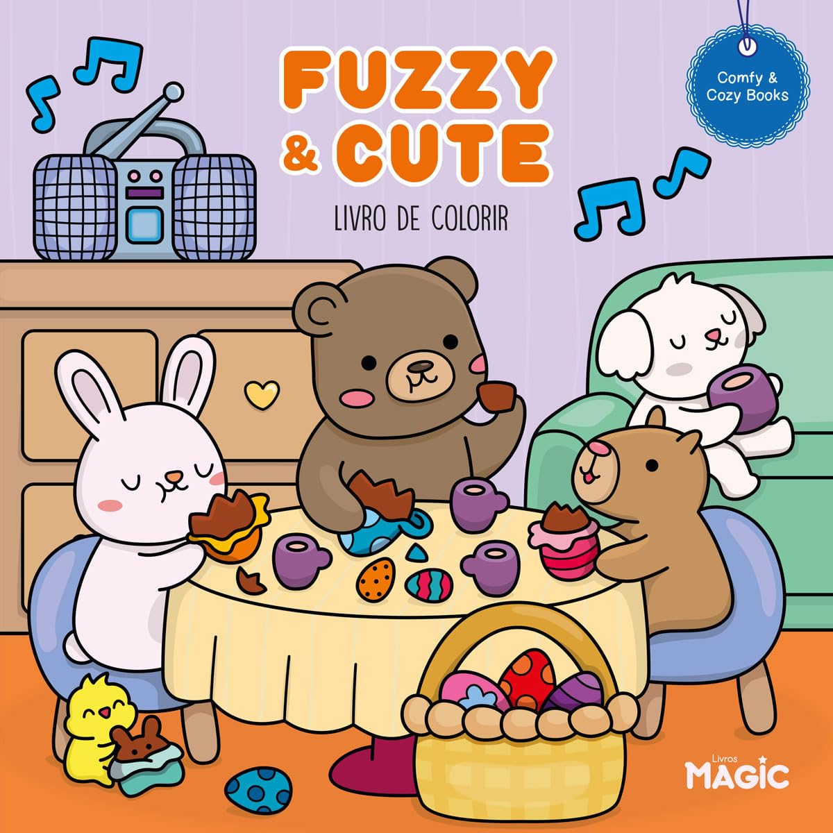 5 Livro Para Colorir Comfy, Fuzzy, Cozy, Cute Magic - Adora Papelaria Fofa