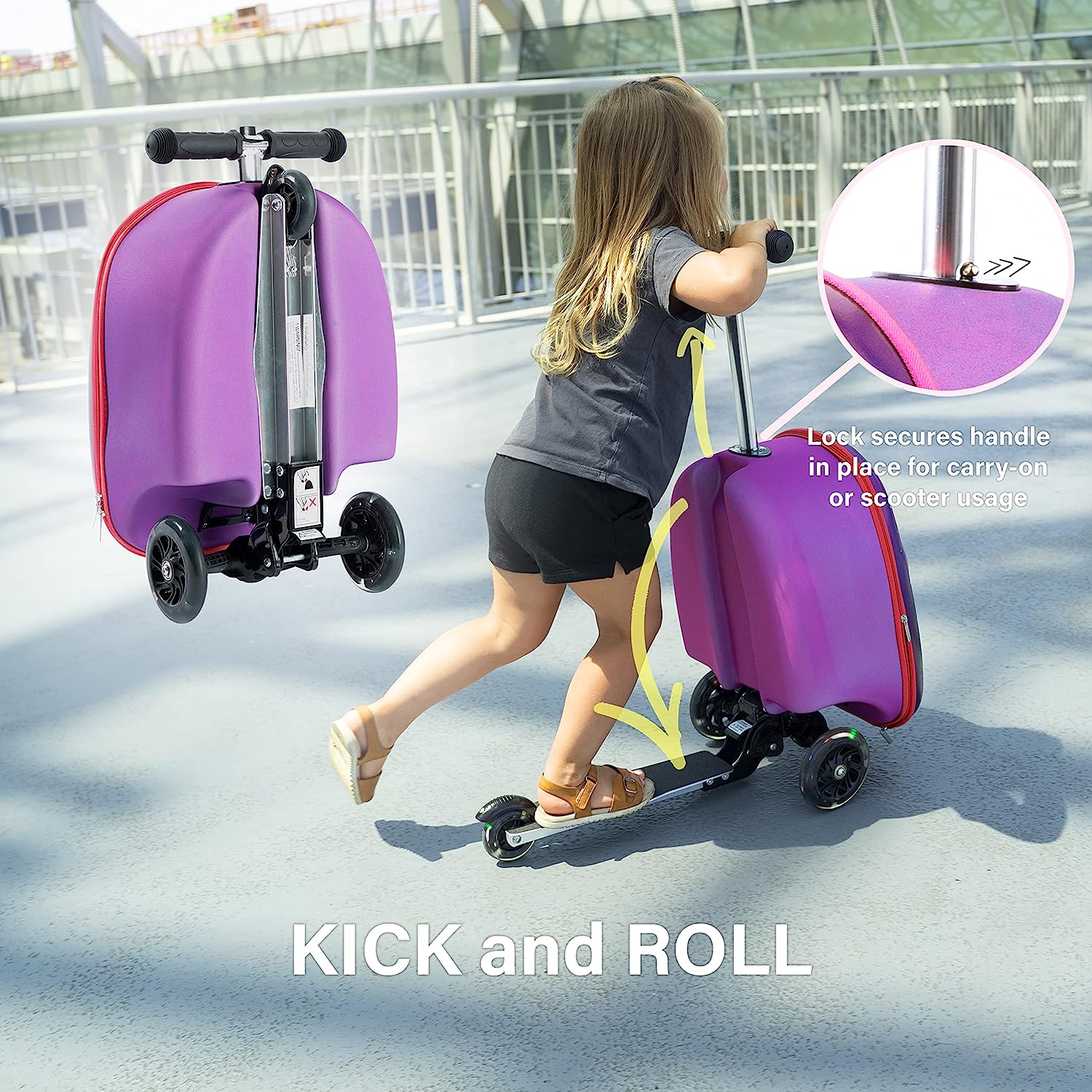 Mala de Rodinhas Patinete Mala Scooter Infantil Kiddietotes Unicórnio ...
