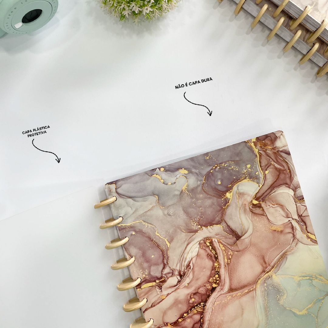 Caderno de Discos Basic Inteligente Mármore Nude - Folhas Reposicionáveis - Moreih - Moreih Paper