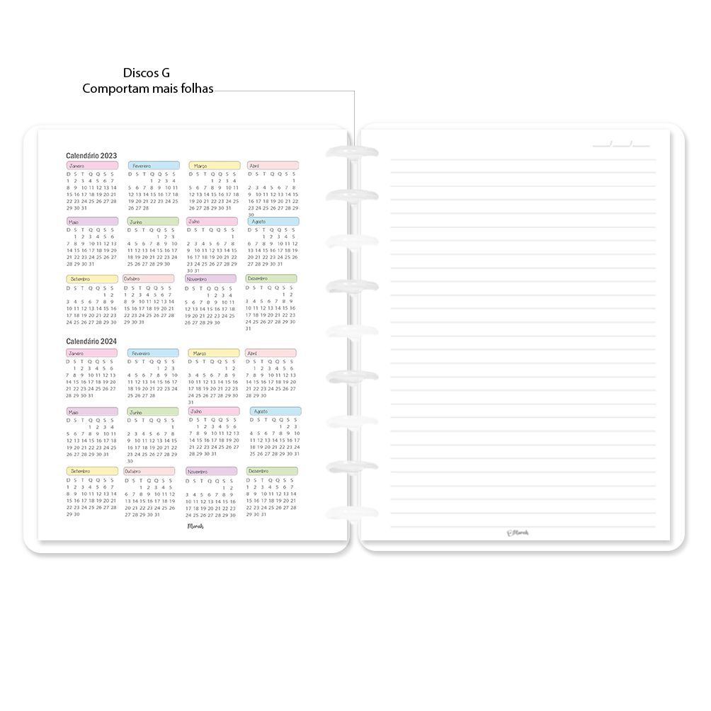 Caderno de Disco Basic Pink - Folhas Reposicionáveis - Inteligente - Moreih Paper
