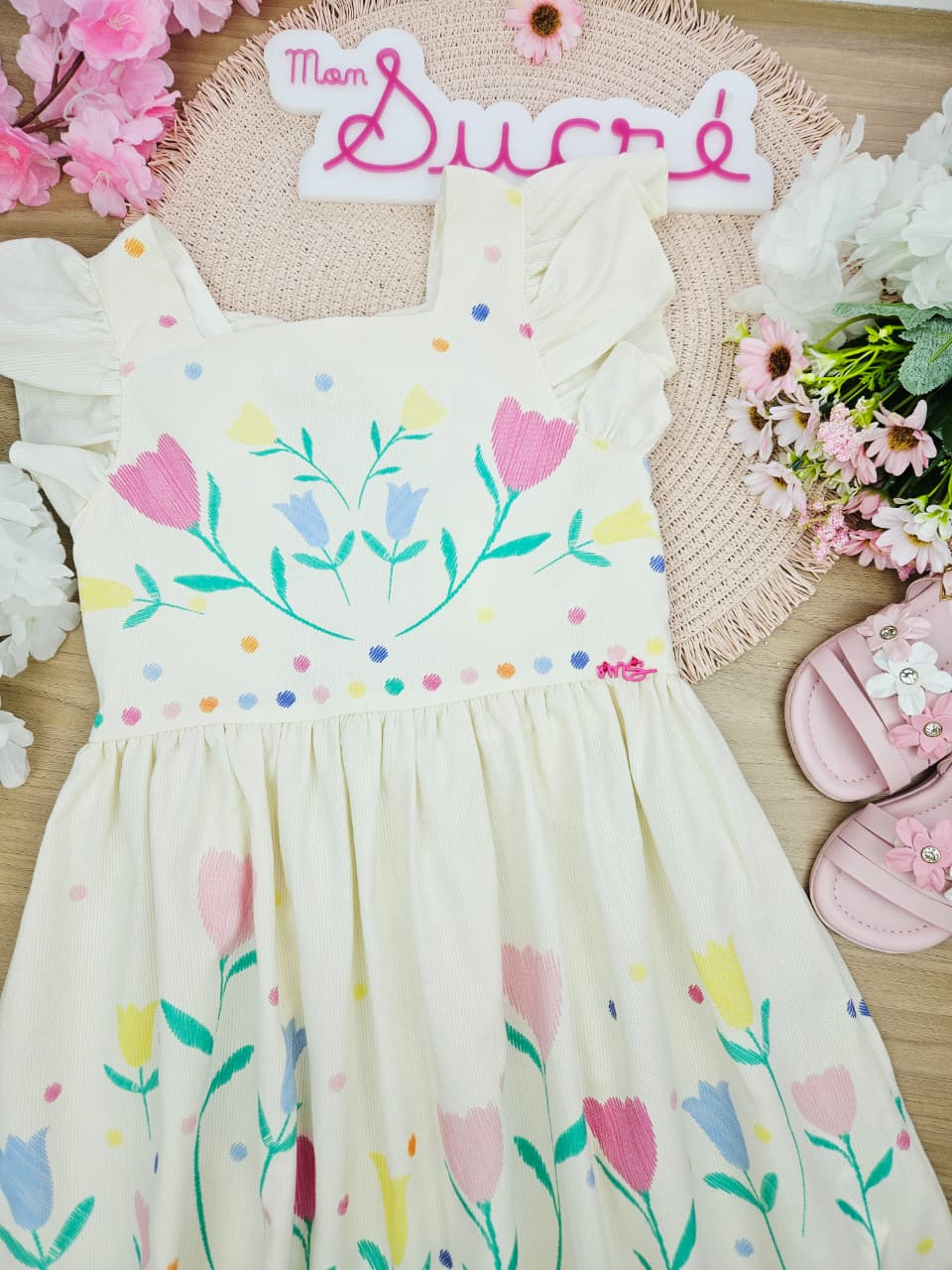Vestido Florzinhas Primavera Mon Sucré - Ju Baby Store