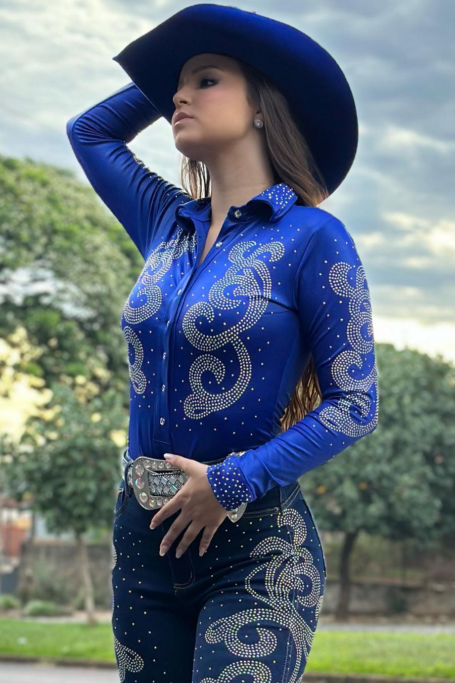 Body Camisa Blue All Strass Texas Ranch Jeans - Texas Ranch Jeans