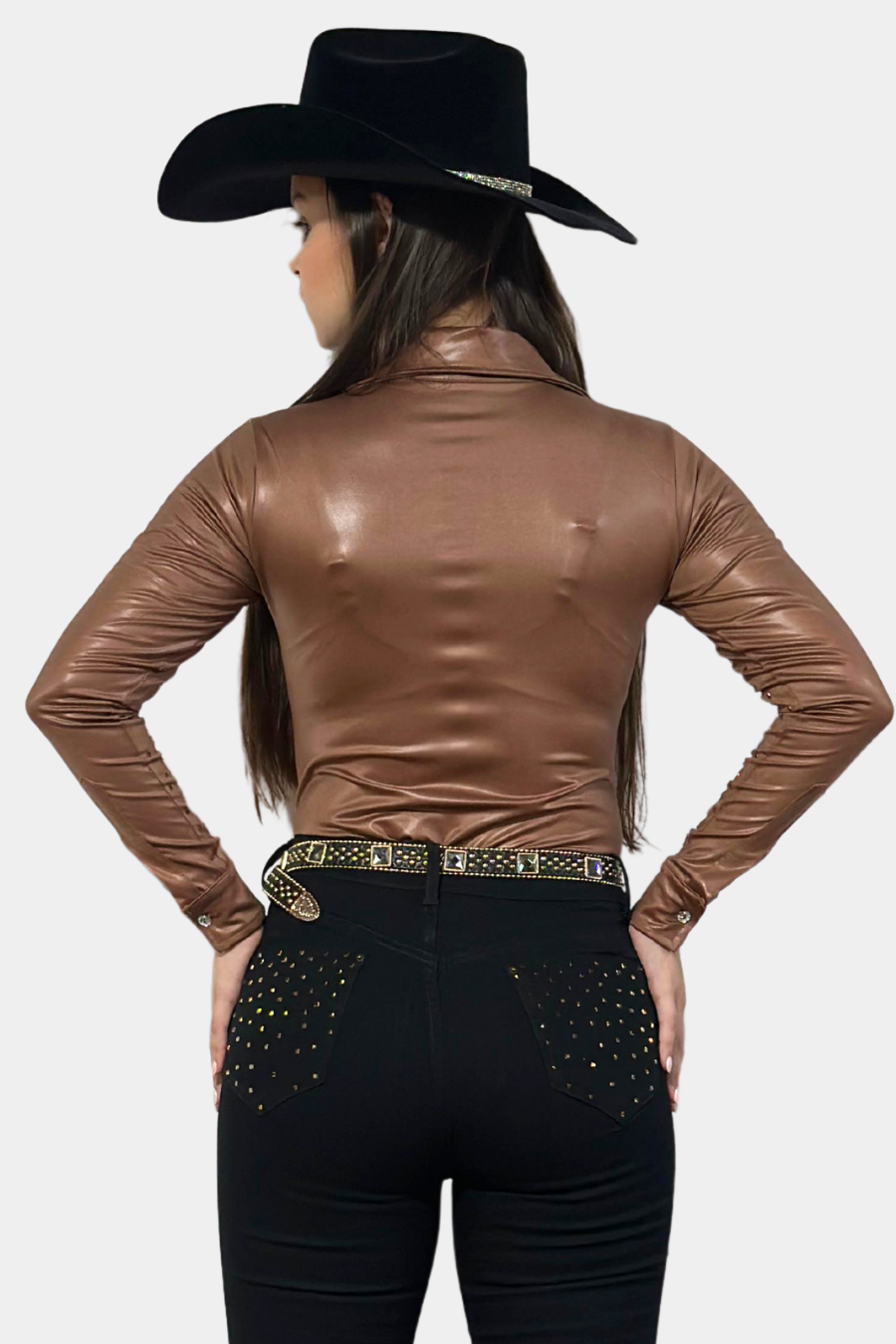 Body Camisa Cirrê Marrom Gold Crystal Texas Ranch Ref. TR219 - Texas ...