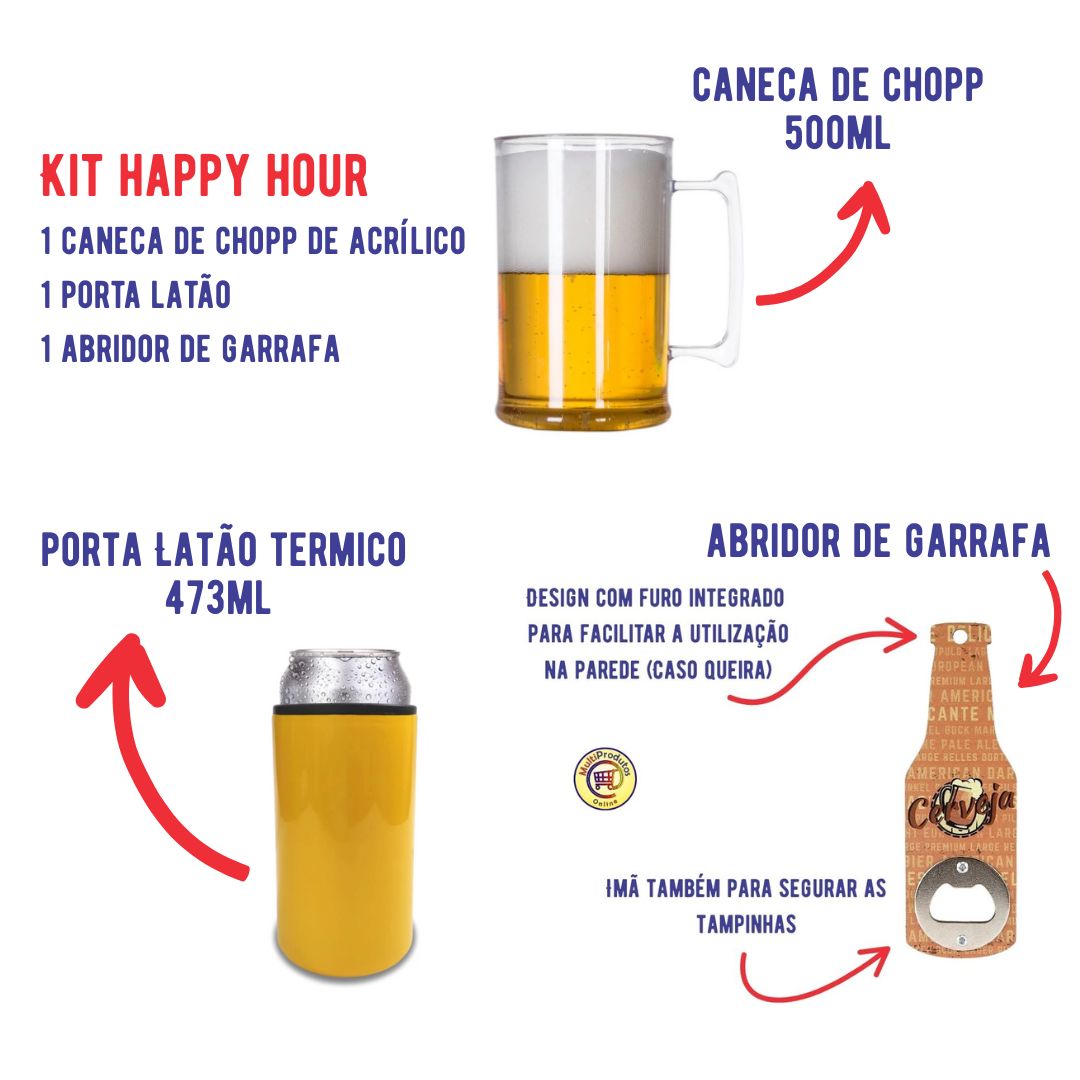 Kit Happy Hour 3 Peças – Abridor, Caneca de Chopp e Porta Latão ...