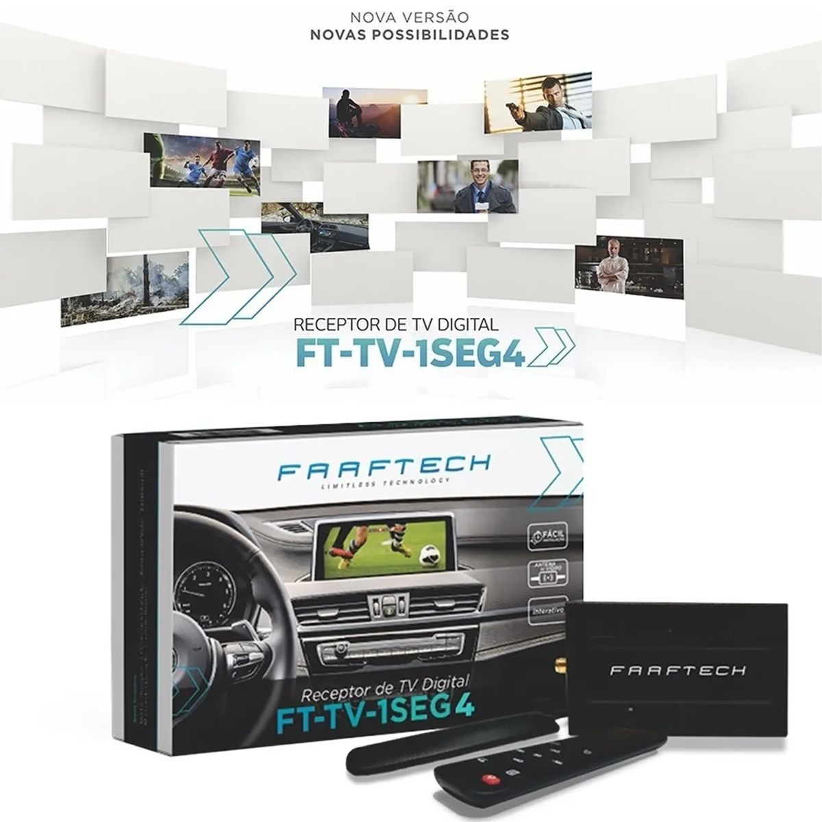 Receptor de TV Digital Automotivo FT-TV-1SEG IV - Faaftech - Auto Equip