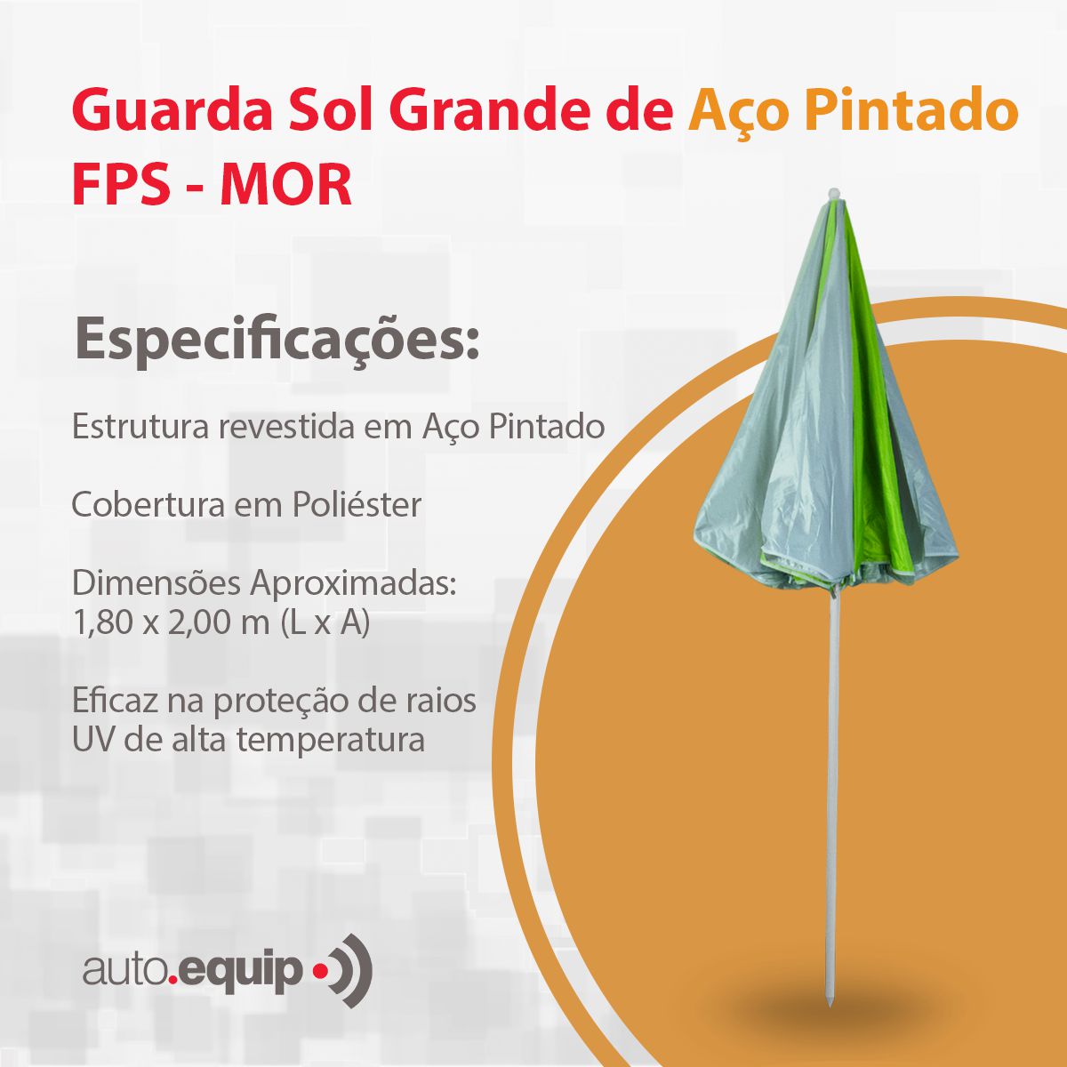 Guarda-Sol FPS 70 Em Aço Pintado 1,80m Poliéster Com Silvercoating ...
