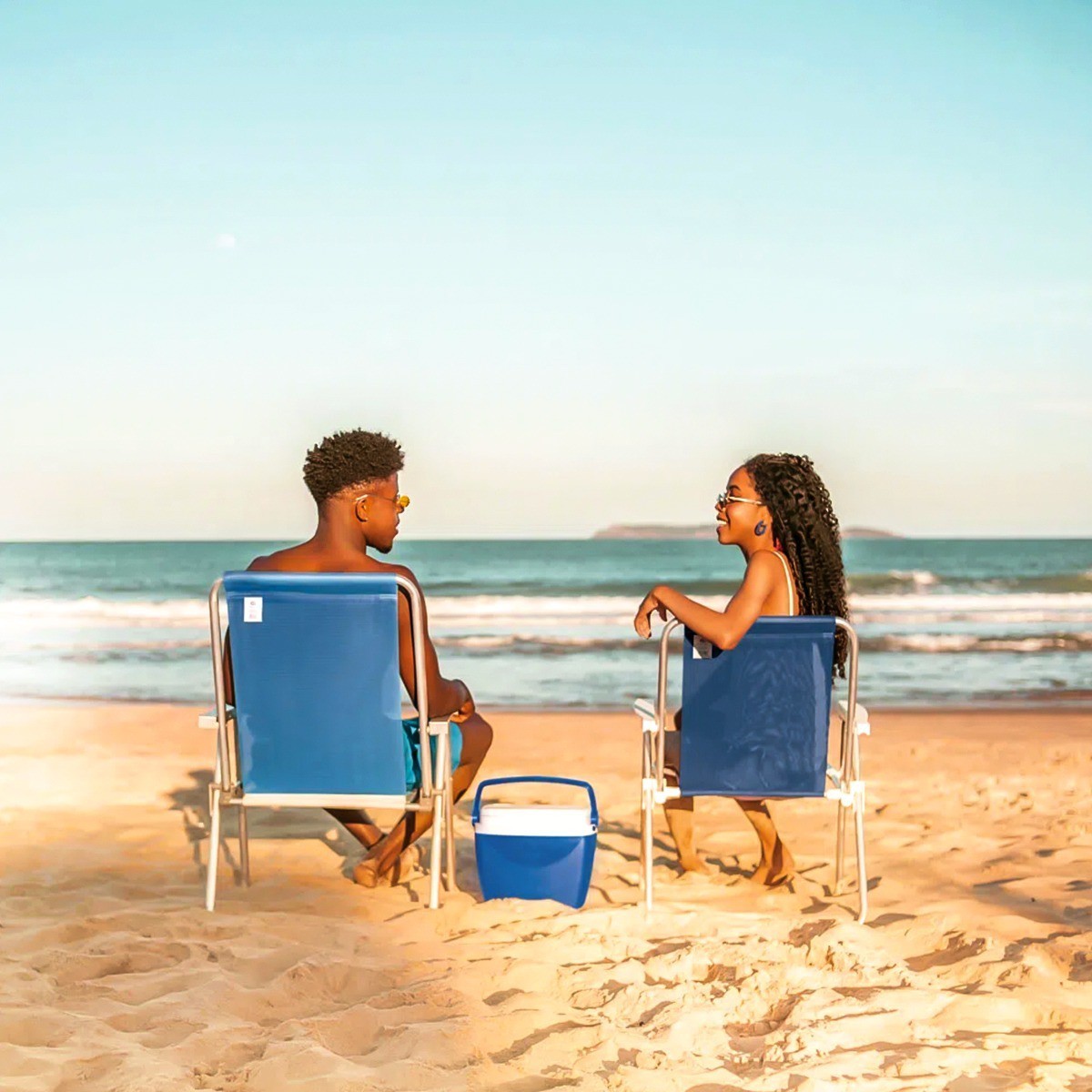 Kit 2x Cadeiras de Praia Alta Alumínio Sannet Azul - Mor - Auto Equip