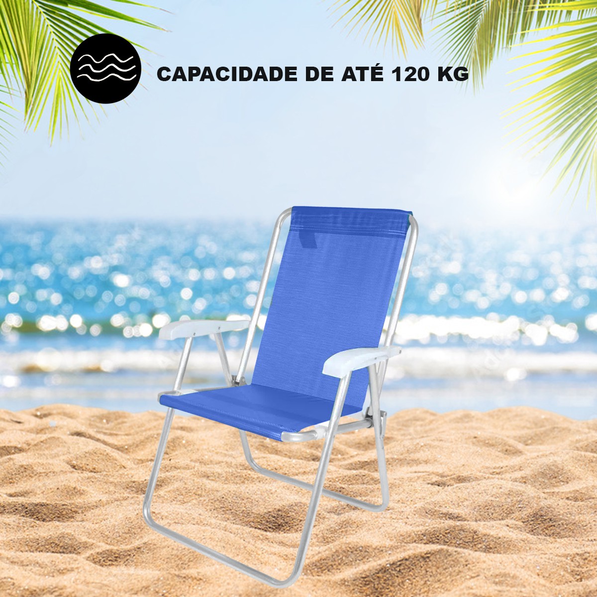 Kit 2x Cadeiras de Praia Alta Alumínio Sannet Azul - Mor - Auto Equip