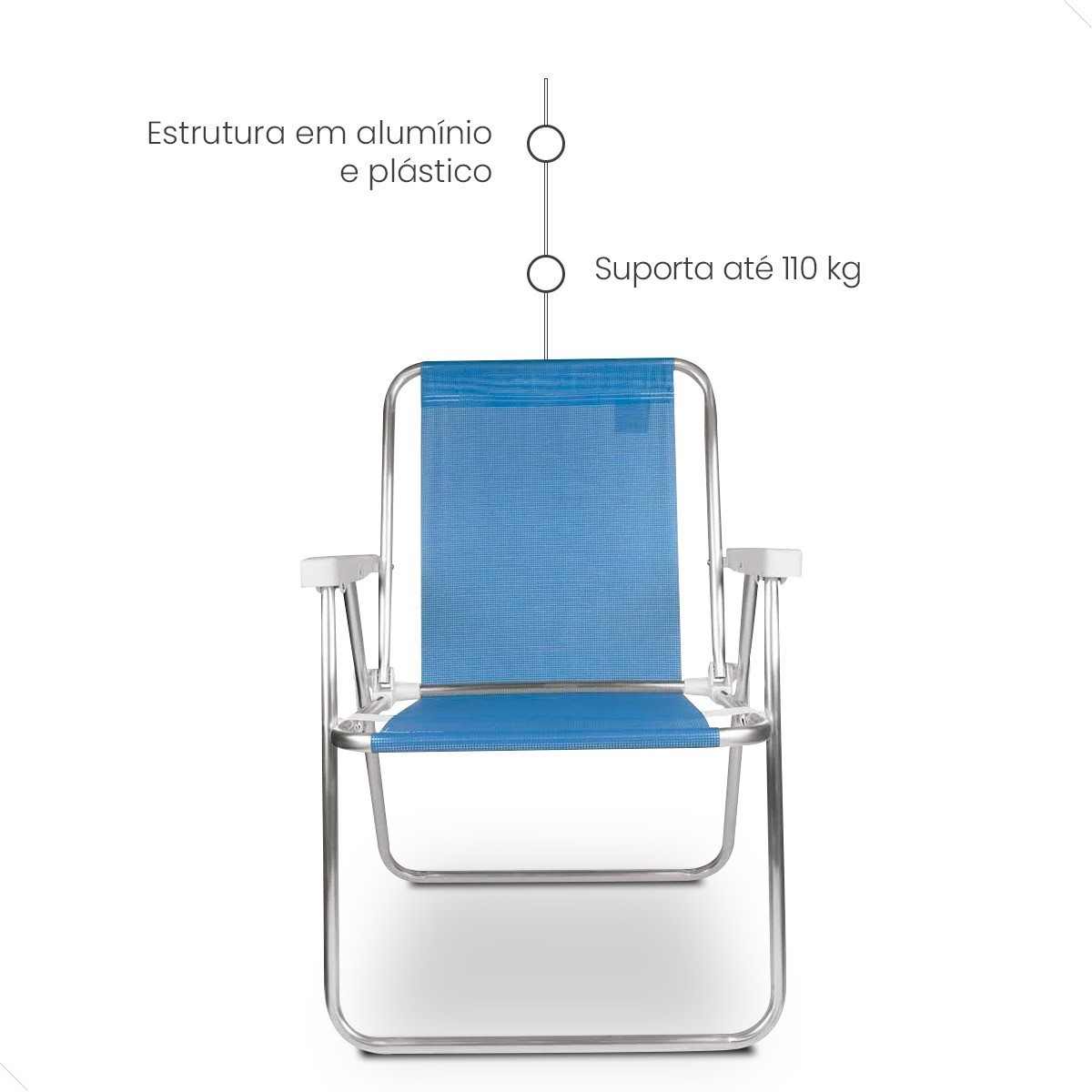 Kit 2x Cadeiras de Praia Alta Alumínio Sannet Azul - Mor - Auto Equip