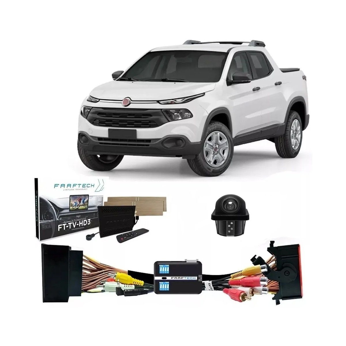 Kit Interface Desbloqueio Tela em Movimento FT-VF-UC2 + Receptor de TV Digital Full HD FT-TV-HD3 ...