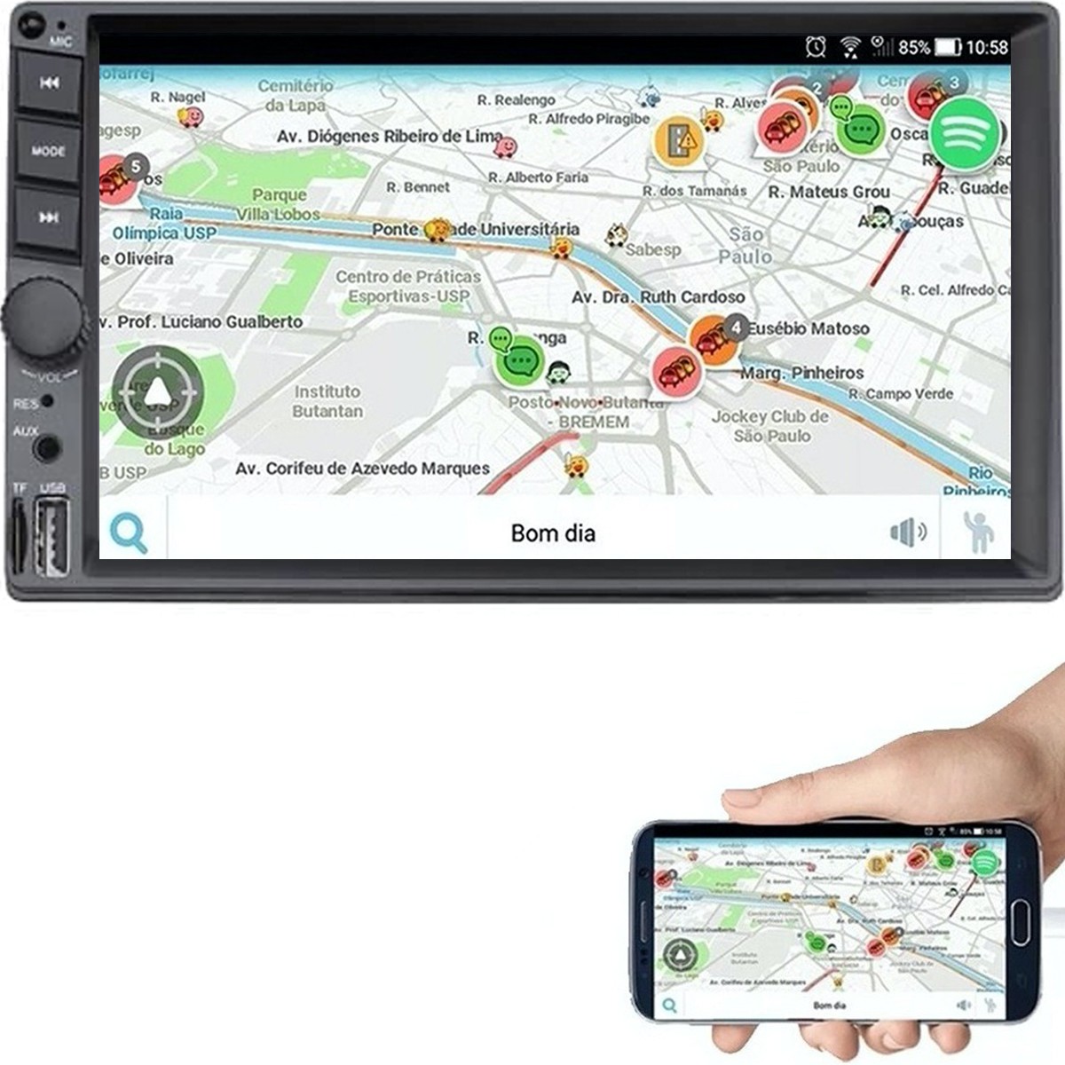 Kit Central Multimídia 7" Polegadas Mp5 Multilaser Evolve GP348 + Mold - Auto Equip