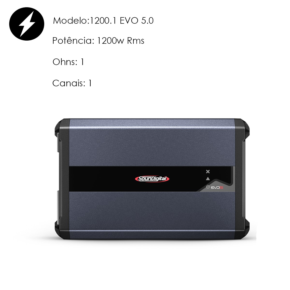 Amplificador Soundigital SD 1200.1-1 EVO 5.0 1200W RMS 1 Ohms 1 Canal - Auto Equip