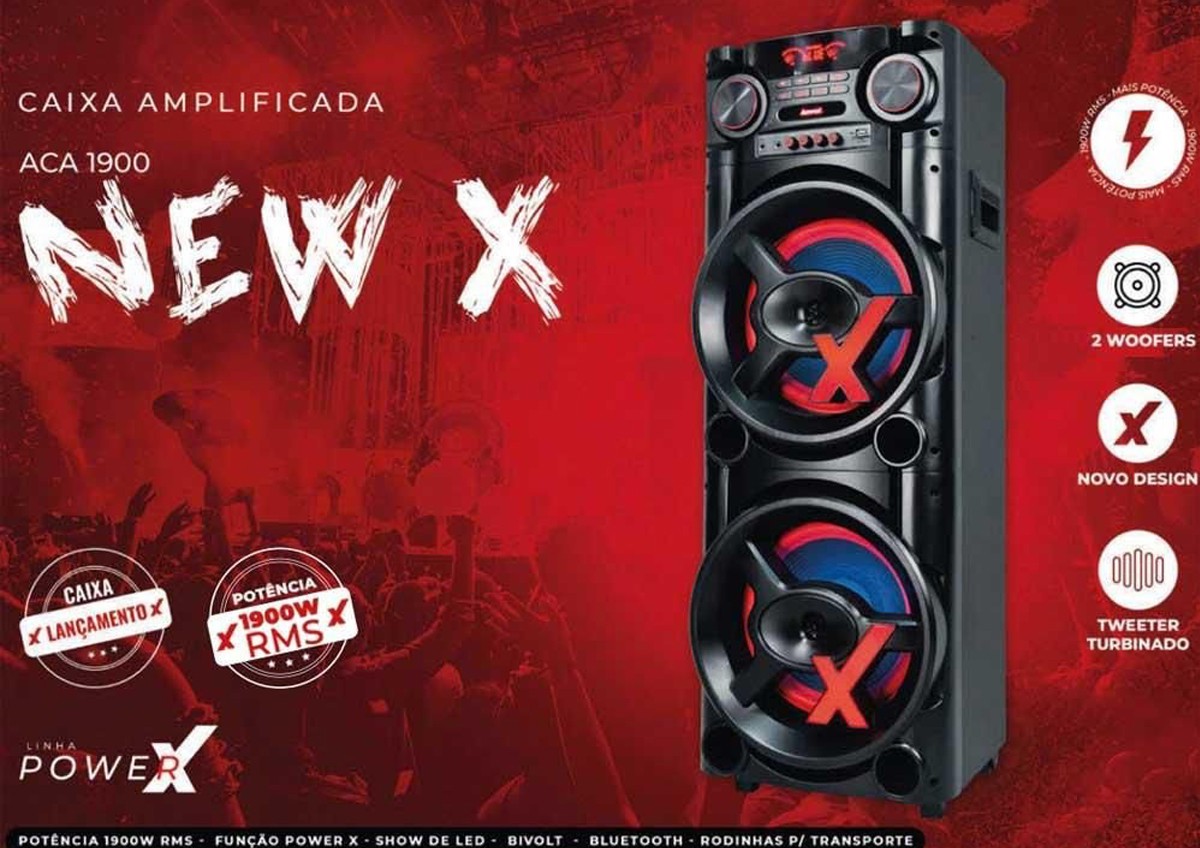 Caixa de Som Amvox New X 1900W RMS Bluetooth ACA 1900 Bivolt - Amvox - Auto Equip