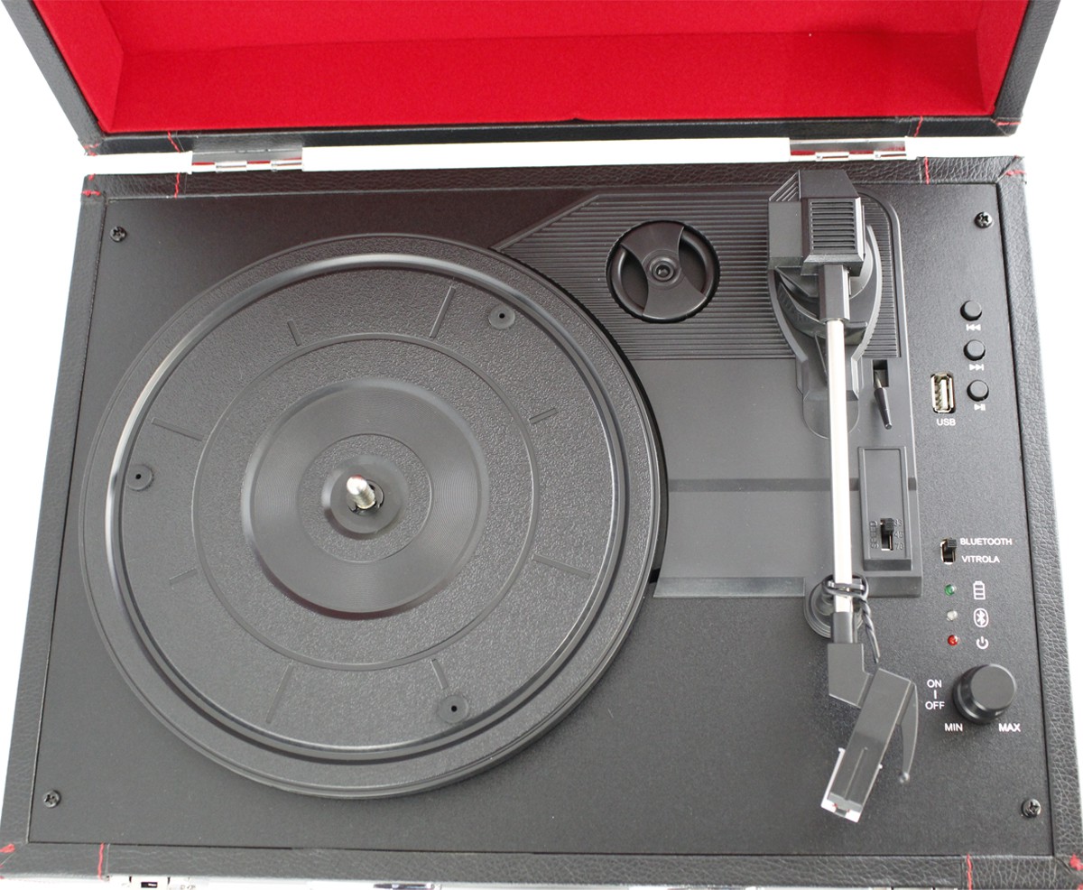 Vitrola Retrô Toca Disco Vinil Usb Bluetooth Case De Madeira Bivolt ...