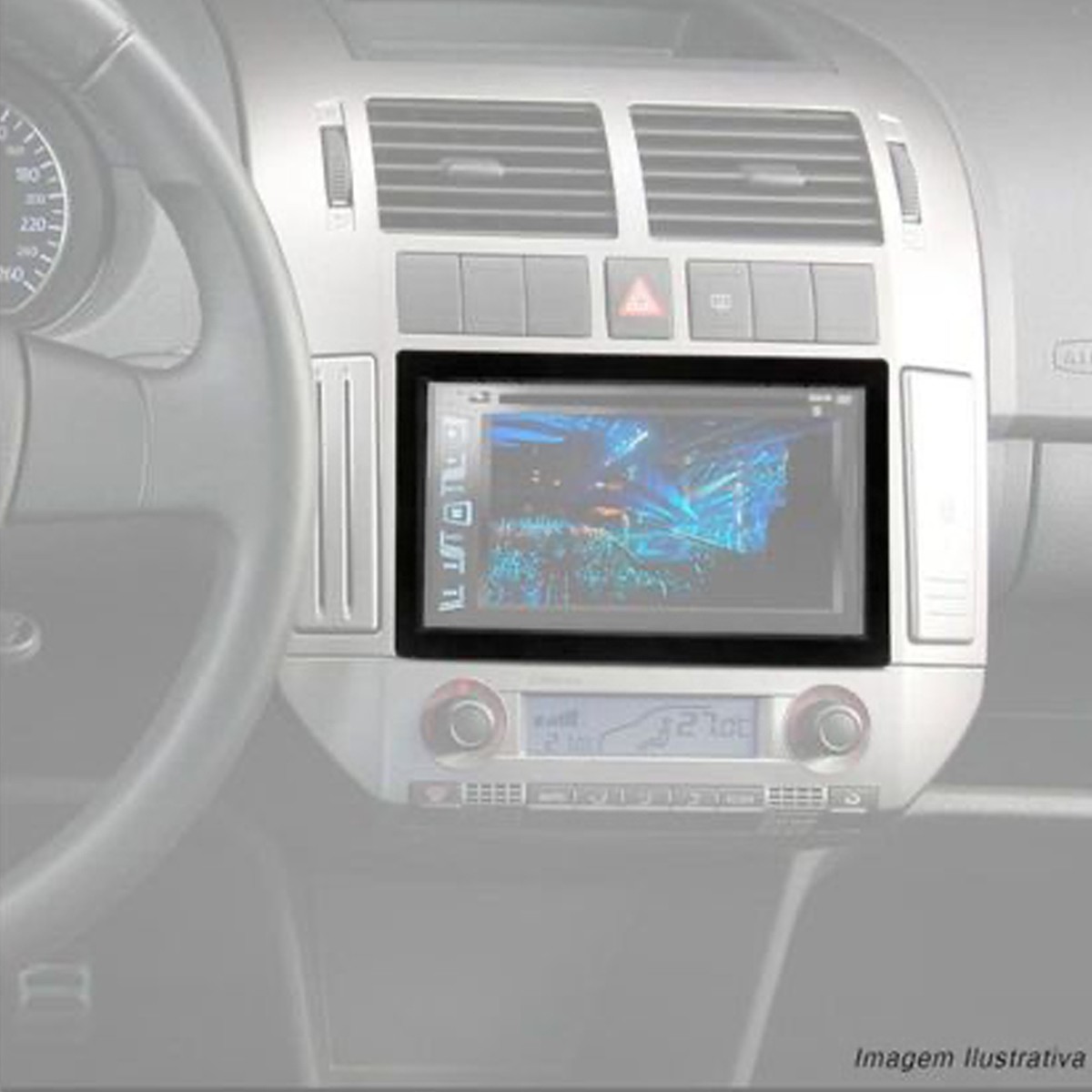 Moldura do Painel 2 Din Polo Hatch Sedan SpaceFox Bora Ecosport Fiesta Hatch Sedan Preta ...