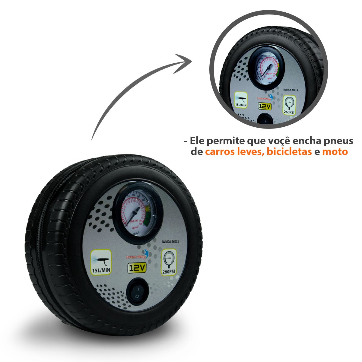 Compressor De Ar Automotivo Portátil 260Psi - Auto Equip