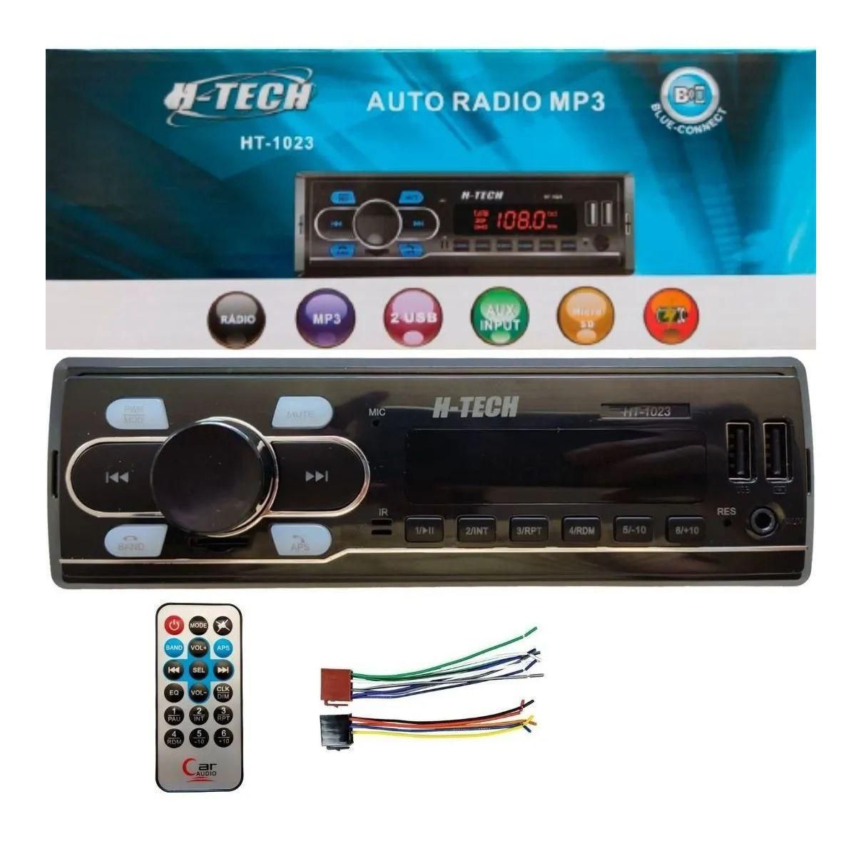 Rádio MP3 Player H-Tech HT-1023 Bluetooth USB Pen Drive SD FM AUX Som Automotivo - H-Tech - Auto ...