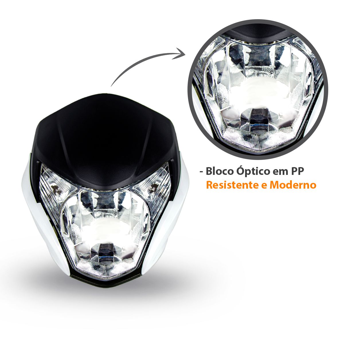 FAROL COMPL. C/ CAR. E LAT. TITAN 150 ES/KS/ES TODOS BRANCO - NAO ...