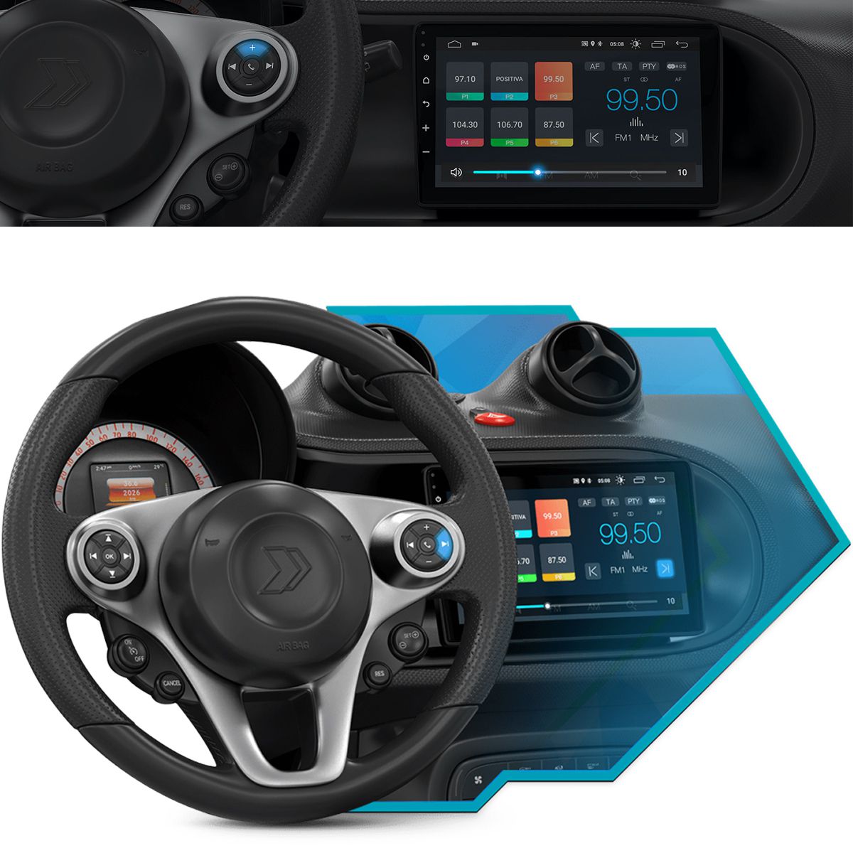 Interface De Comando De Volante Específica Plug And Play Volkswagen Nivus 2021 Polo 2018 a 2021 ...