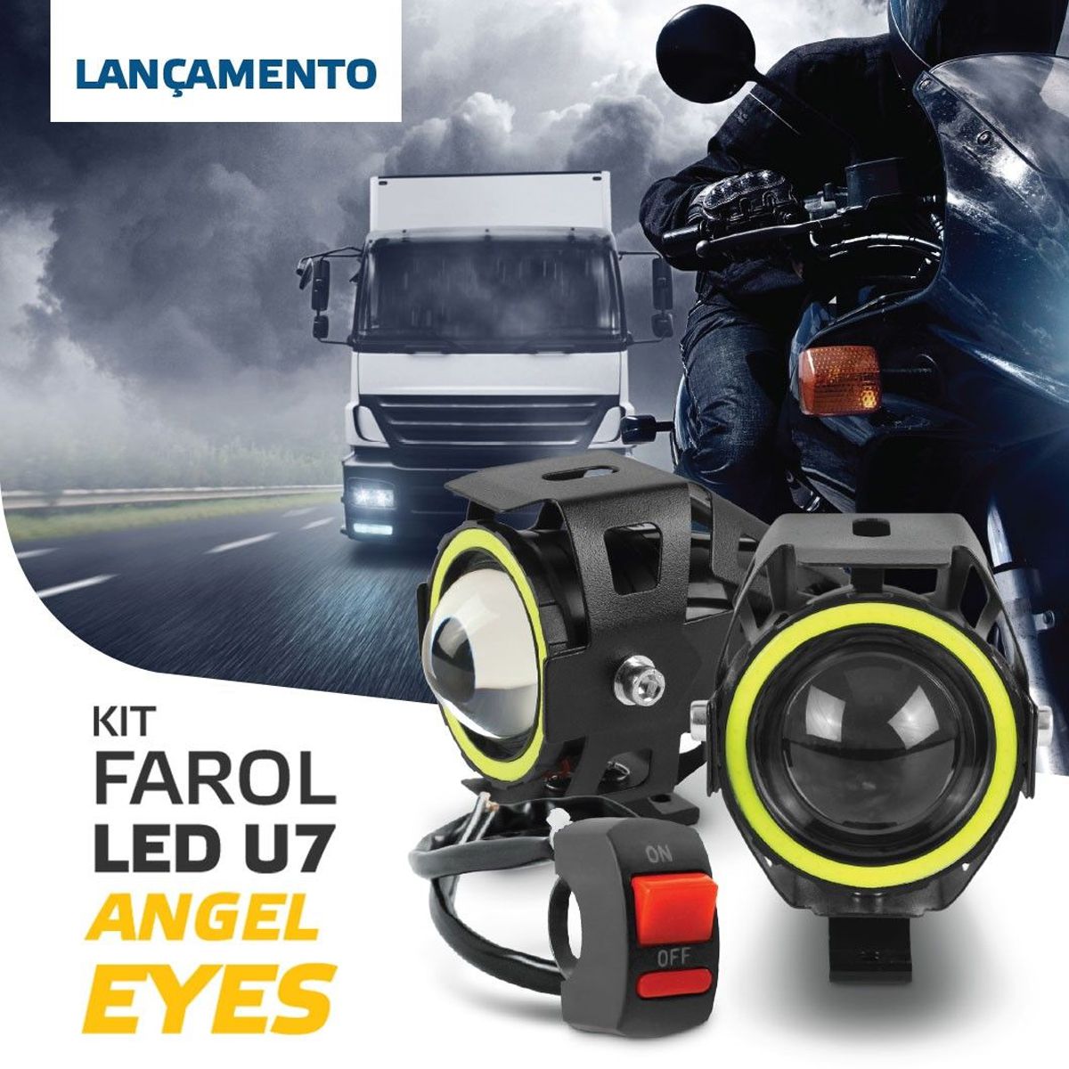 Kit Farol Led Para Moto U7 Angel Eyes 6000K 3000Lm - Shocklight - Auto ...