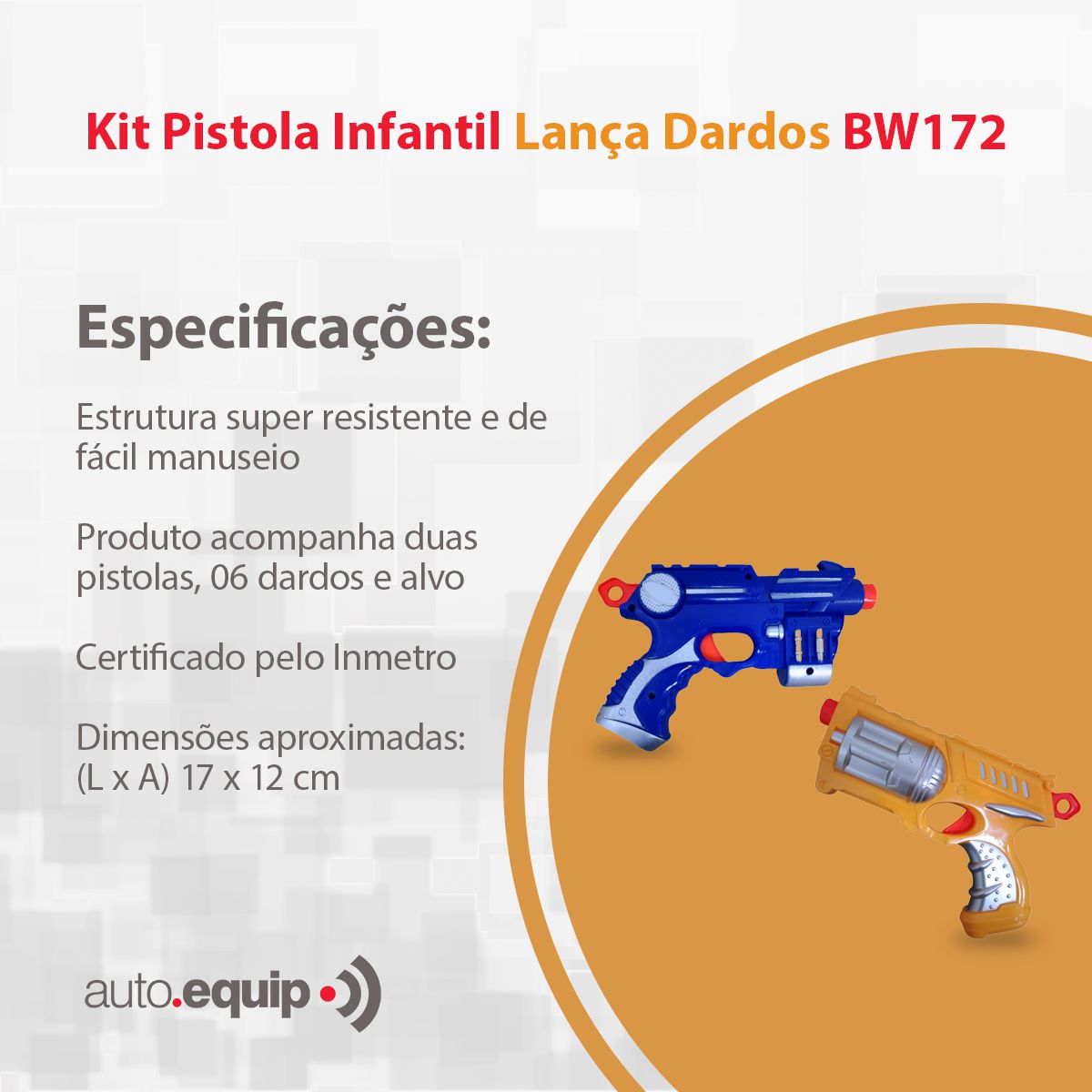 KIT PISTOLA INFANTIL LANCA DARDOS BW172 - Auto Equip