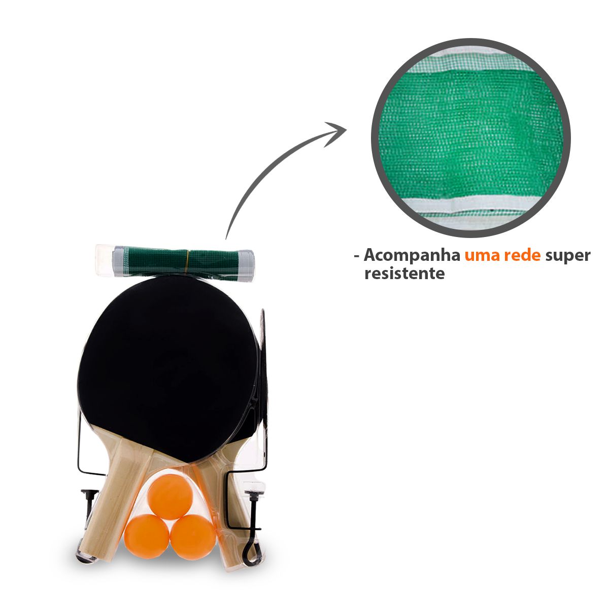 KIT TENIS DE MESA - 2 RAQ + 2 SUPORTES + 1 REDE + 3 BOLINHAS #40 - Auto ...
