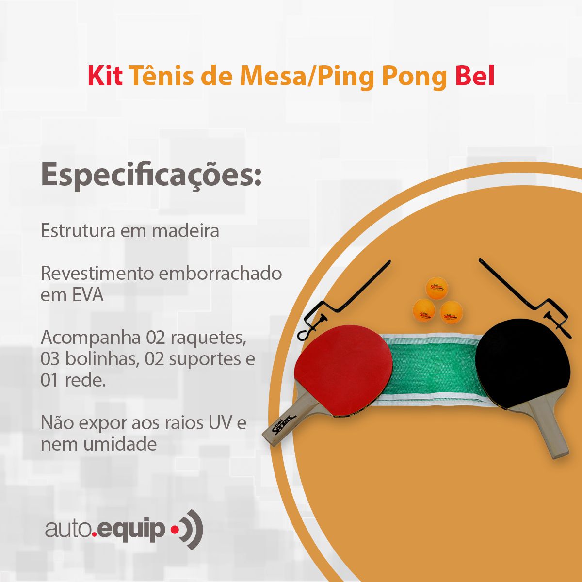 KIT TENIS DE MESA - 2 RAQ + 2 SUPORTES + 1 REDE + 3 BOLINHAS #40 - Auto ...
