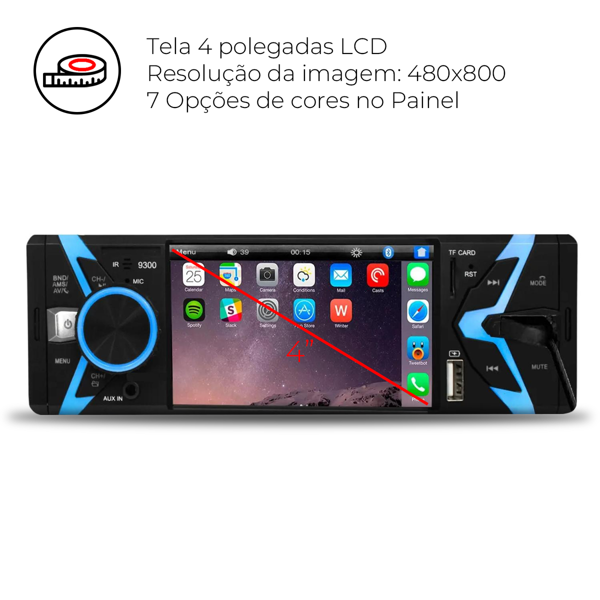 Rádio MP5 4 Polegadas Touch Screen com Usb Bluetooth e Espelhamento - Auto Equip