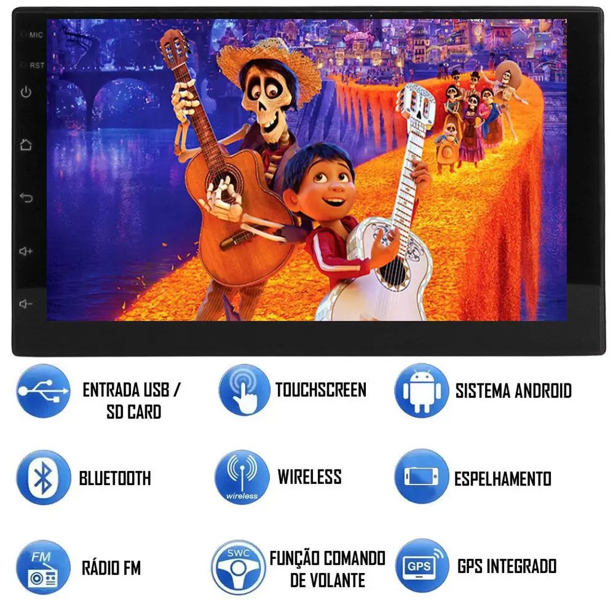 Multimídia MP5 7 Polegadas Android Bluetooth Espelhamento Tela -H-Tech - Auto Equip