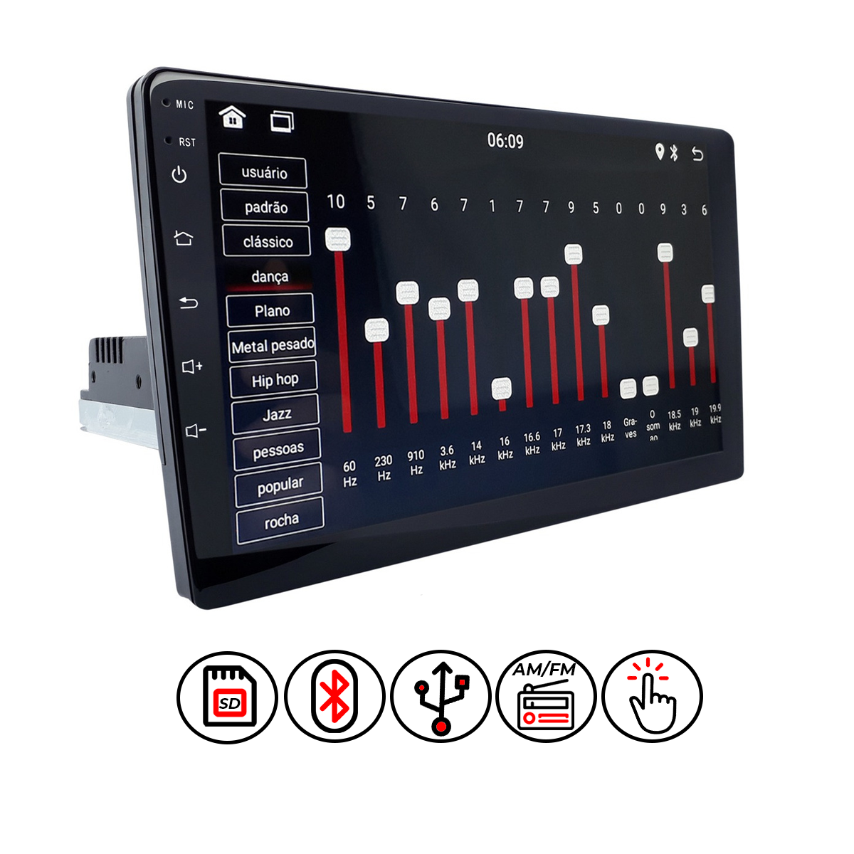 Multimídia MP5 DVD 9 Polegadas Android Espelhamento Celular - H-Tech ...