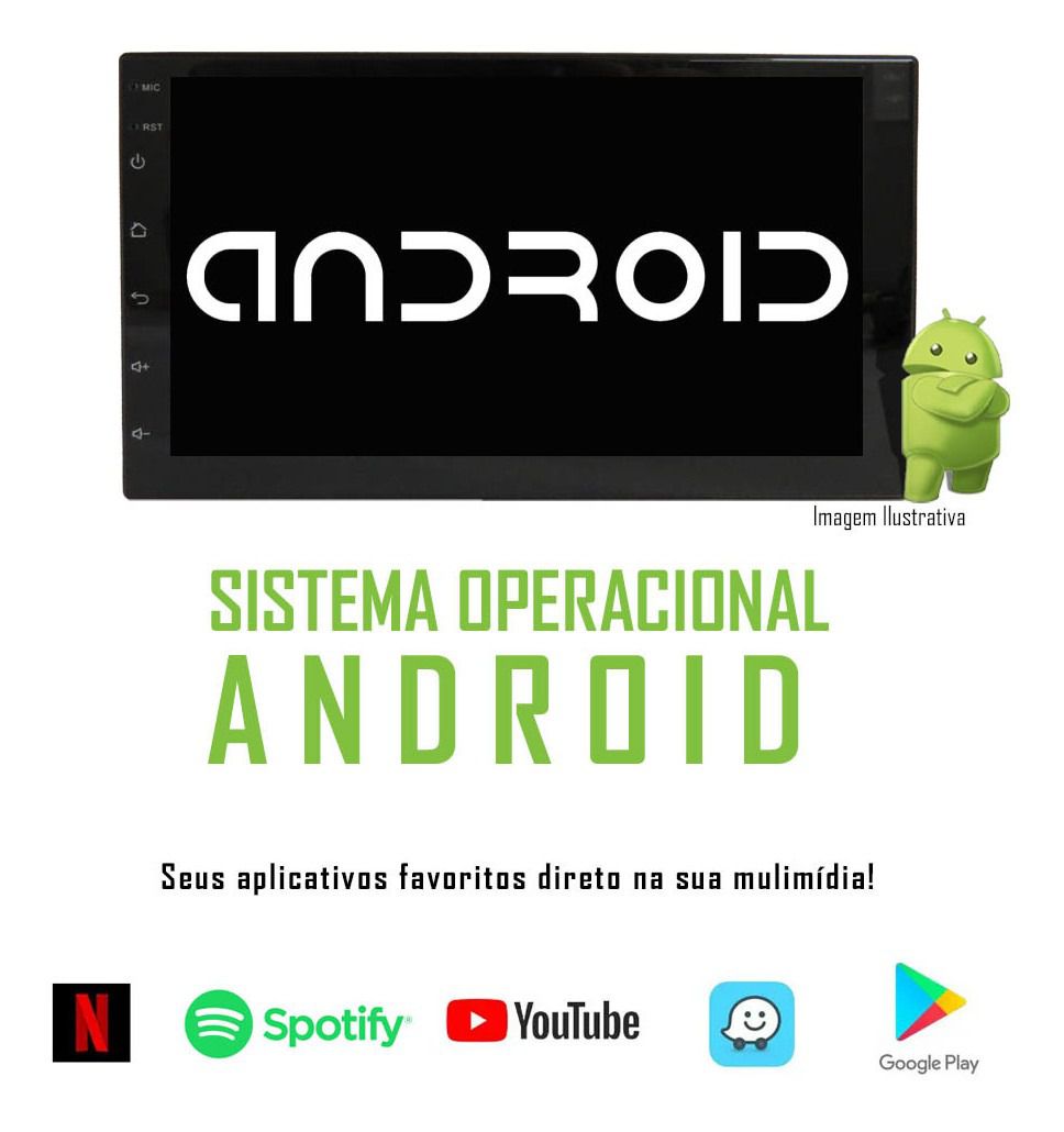 Central Multimídia MP5 2 DIN 7" SIST ANDROID 11 USB/SDCARD/AUX/BT/ESP ...