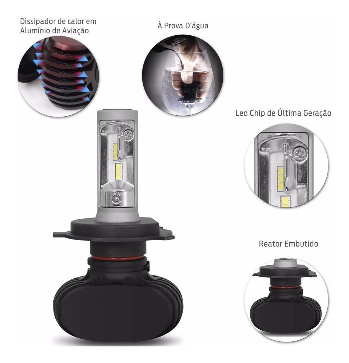 Lâmpadas Ultra Led Farol Xênon Titanium 10000 Lúmens 6000K Shocklight ...