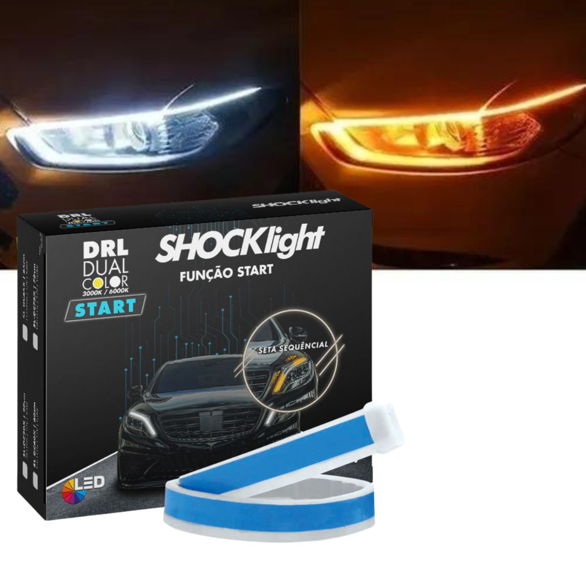 Fita LED DRL Dual Color Branca e Amarela - Shocklight - Auto Equip
