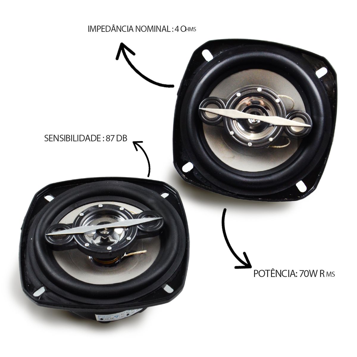 Kit Alto-Falante 140W 4R 4 Polegadas Cinza Quadriaxial - LeSon - Auto Equip