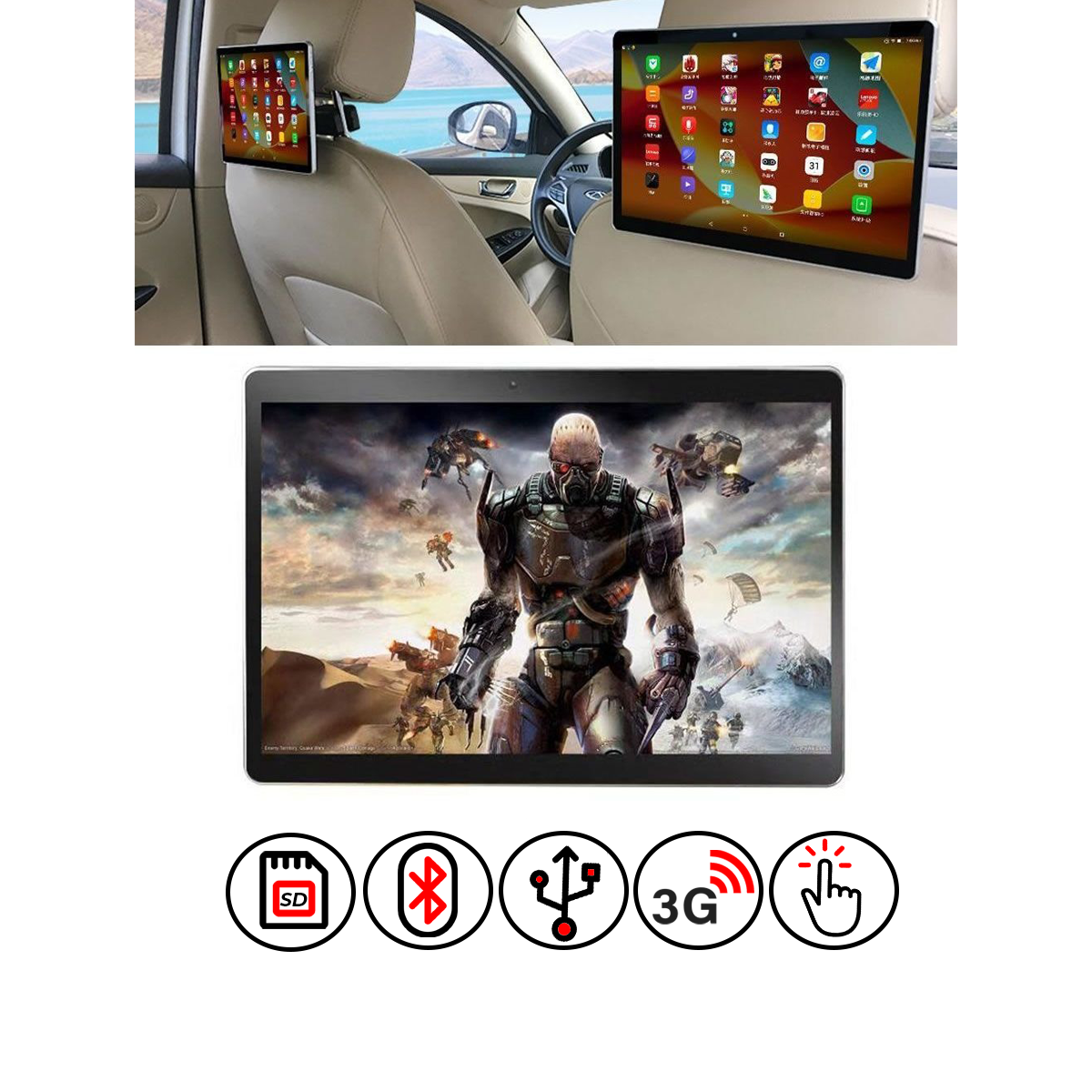 Tela de Encosto Acoplar HD Para Carro Android 10 Polegadas ET101A - Auto Equip