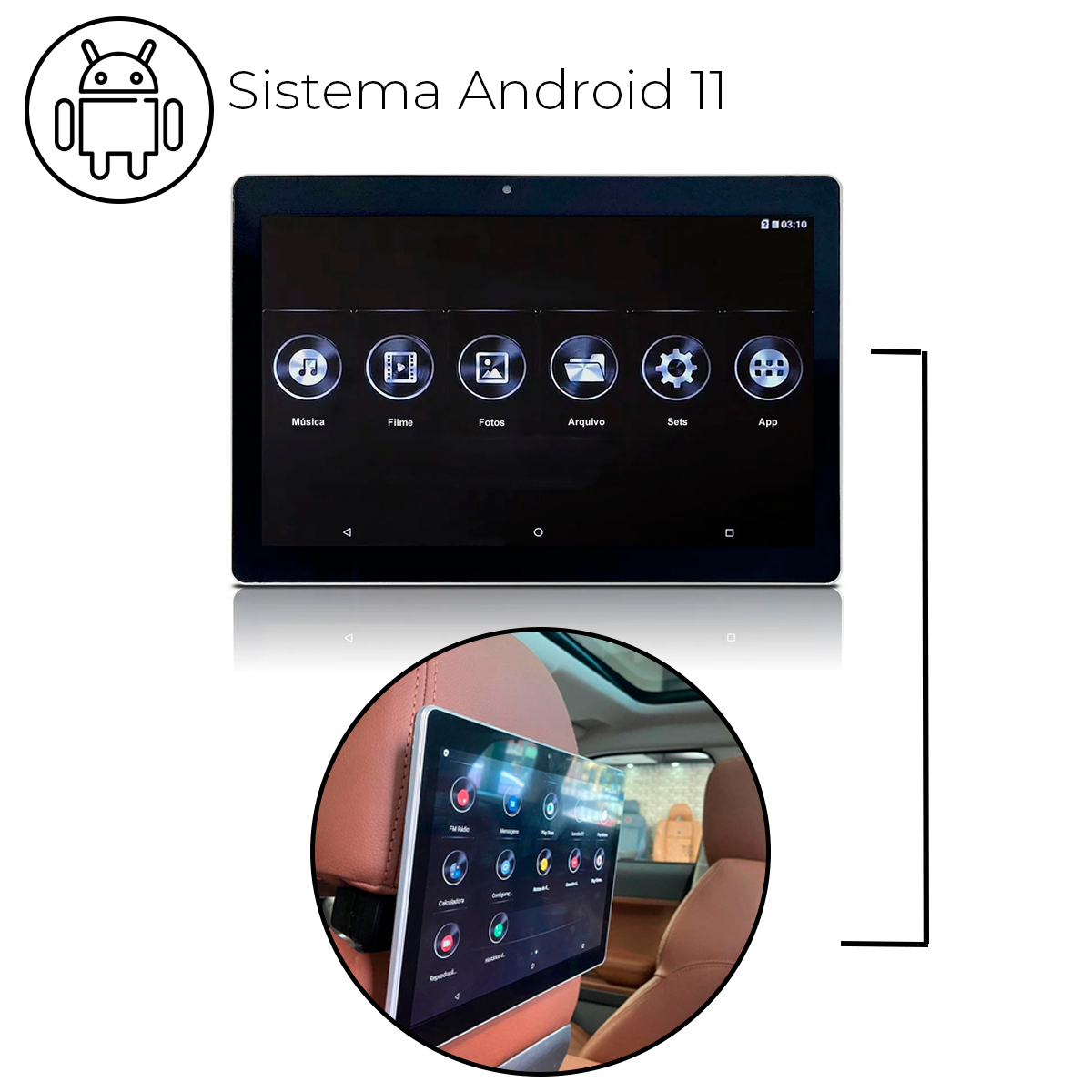 Tela de Encosto Acoplar HD Para Carro Android 10 Polegadas ET101A - Auto Equip