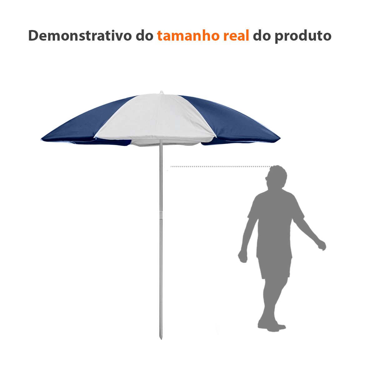 Guarda-Sol Azul Marinho e Branco 1,80m Poliéster FPS 70 - Mor - Auto Equip