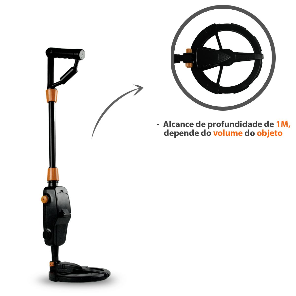 Detector de Metal Até 1 Metro De Profundidade Com Visor Lcd - Auto Equip