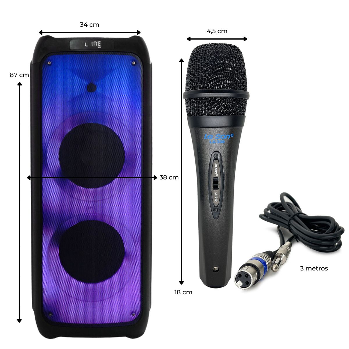 Microfone Profissional LS300 + Caixa de Som Beatbox - Auto Equip