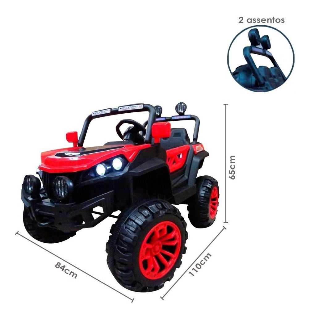 Carrinho Elétrico Infantil Buggy Jipe Utv 2 Lugares Controle Vermelho ...