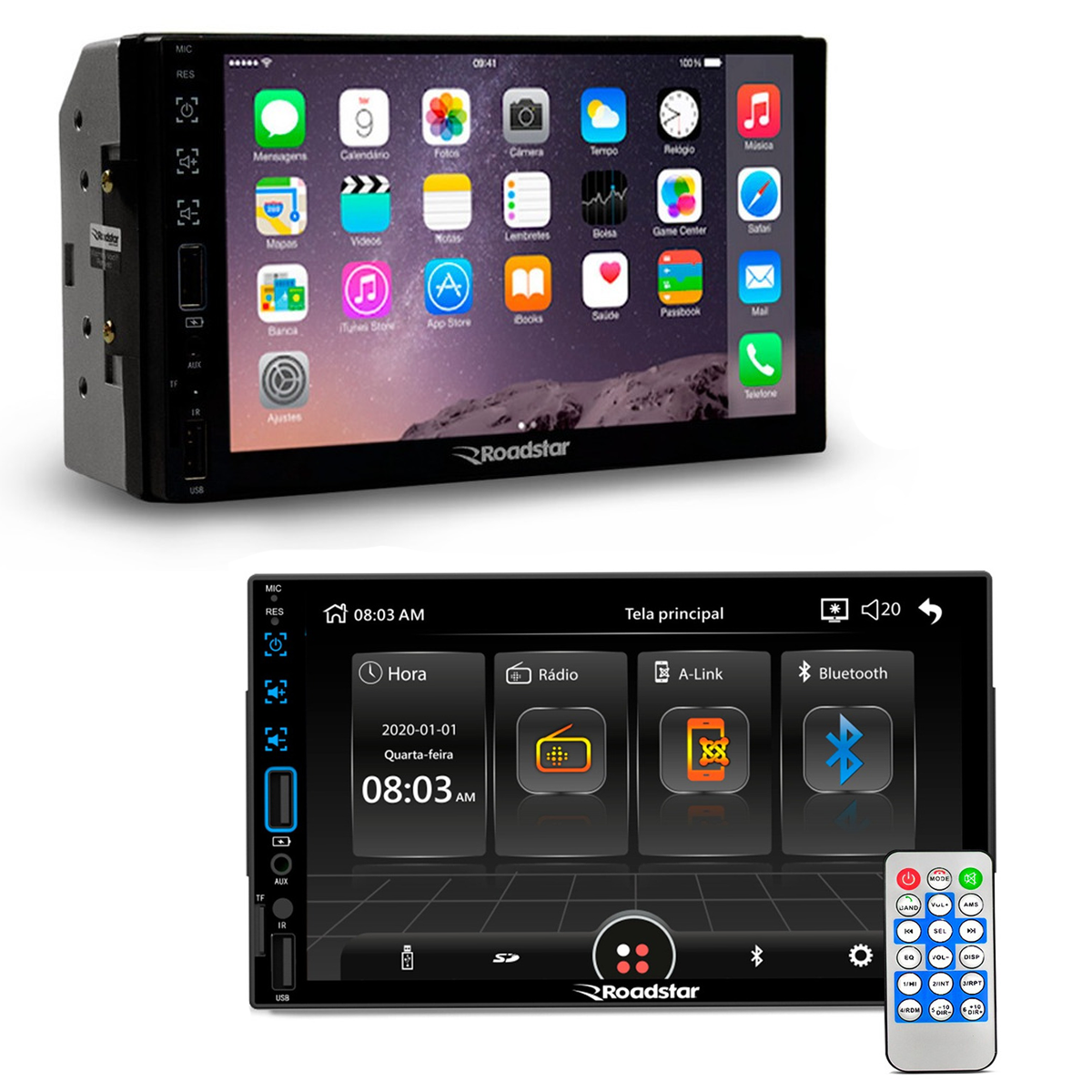 Multimídia MP5 7 Polegadas Espelhamento Celular Bluetooth - Roadstar ...