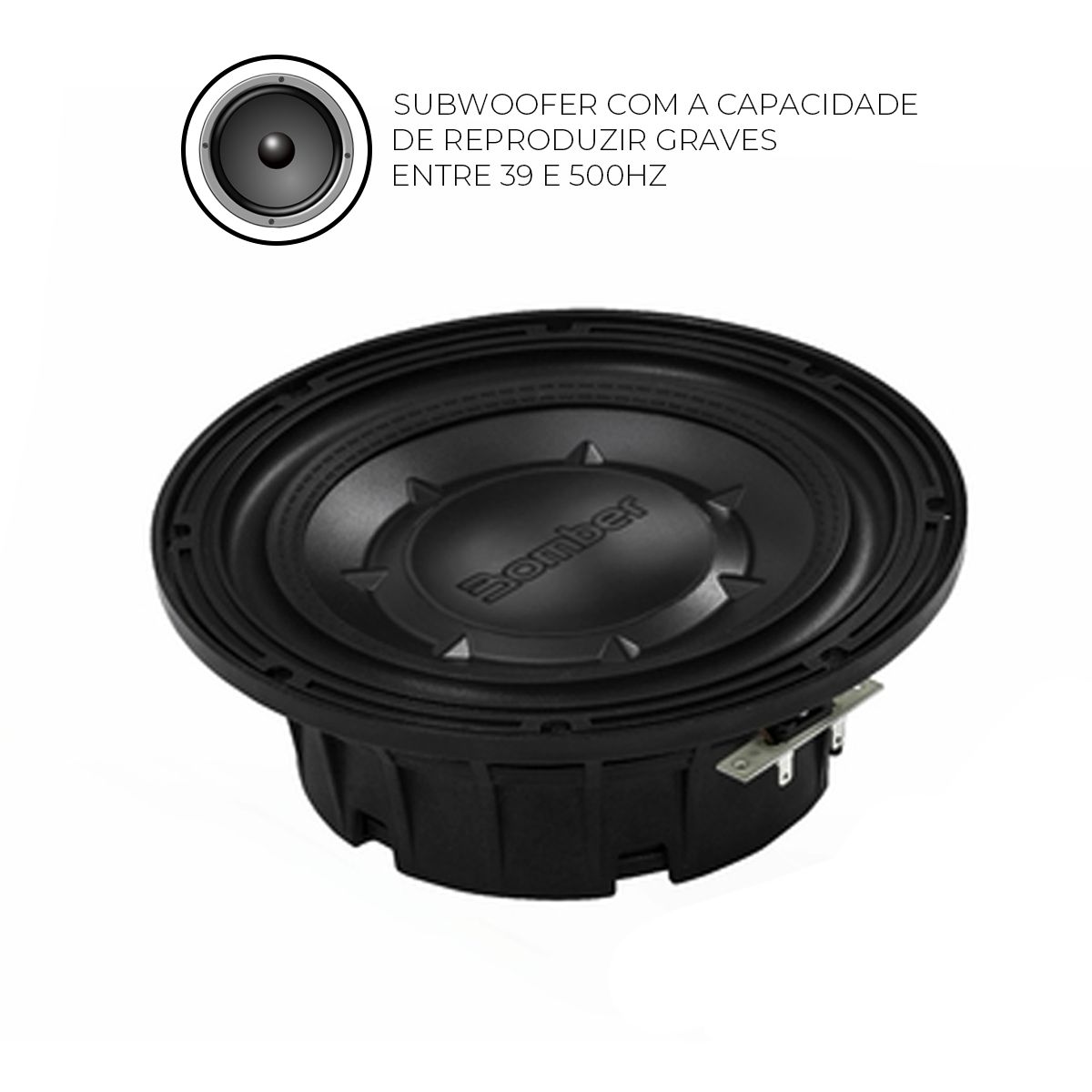 Subwoofer Bomber Slim 8 Polegadas Com 200w Rms De Potência 4 Ohms Bobina Simples Com Frequência ...